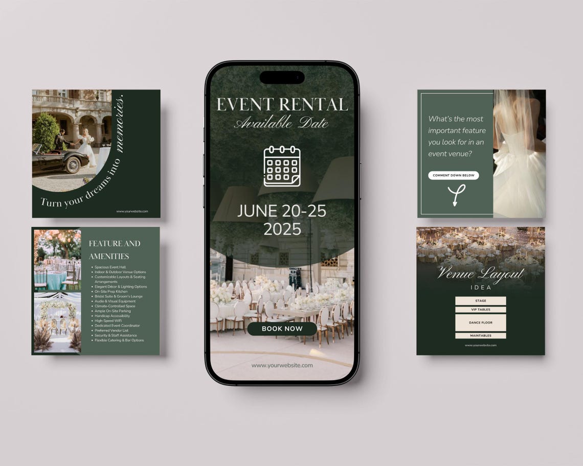 Venue Rental Instagram IG Post & Story Template, Wedding Venue Rental ...