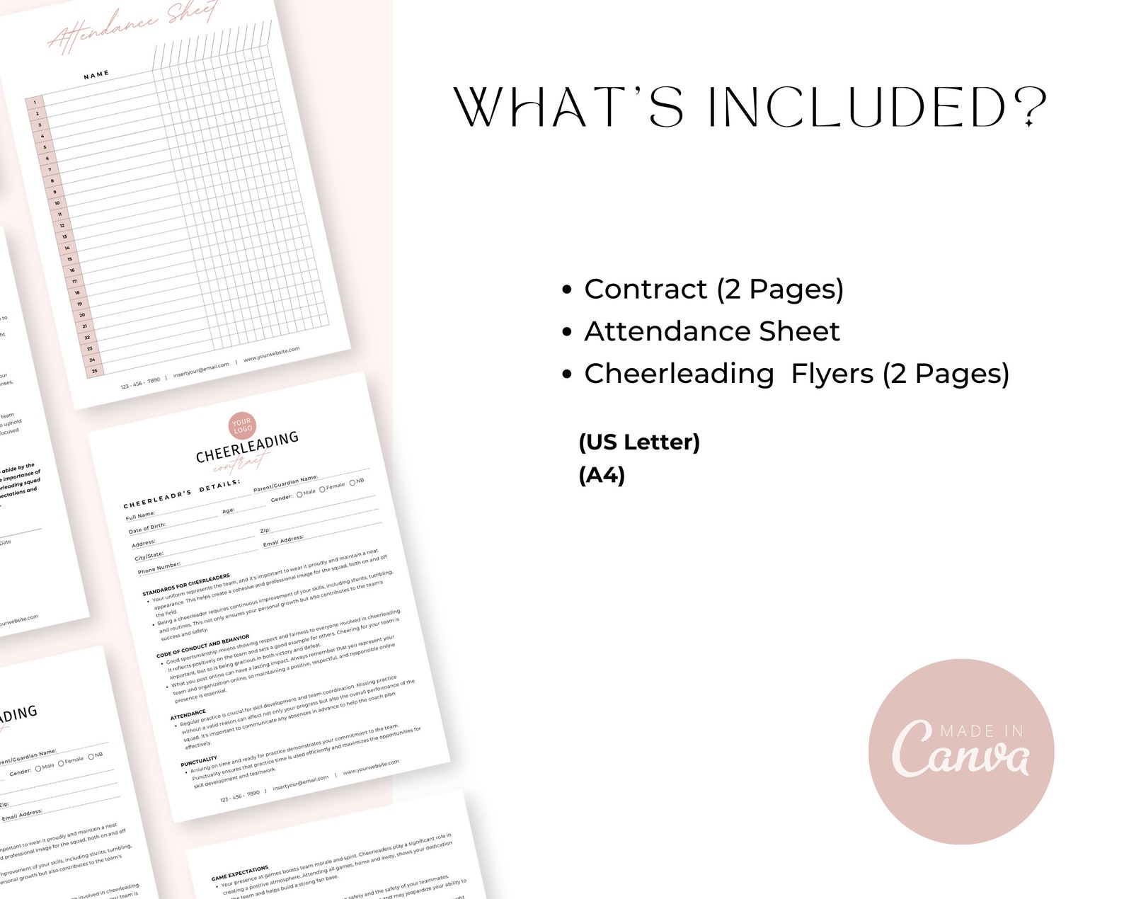 Cheerleading Contract Template, Cheerleading Tryouts Flyer, Coaching ...