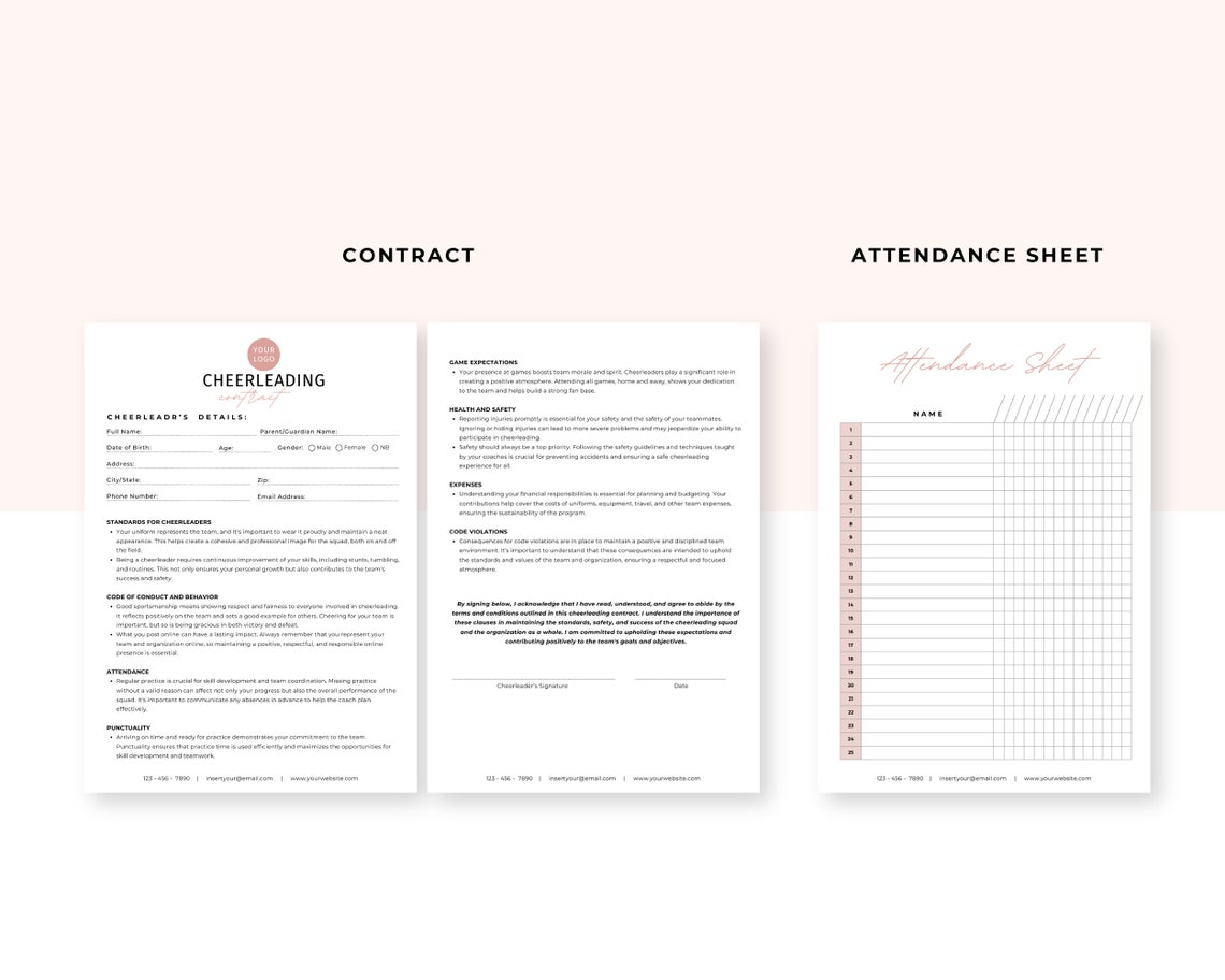 Cheerleading Contract Template, Cheerleading Tryouts Flyer, Coaching ...