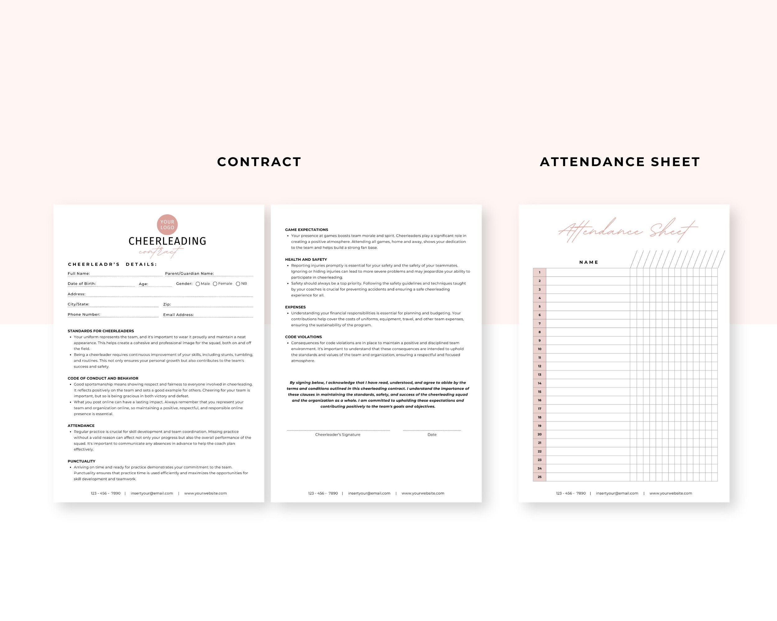Cheerleading Contract Template, Cheerleading Tryouts Flyer, Coaching ...