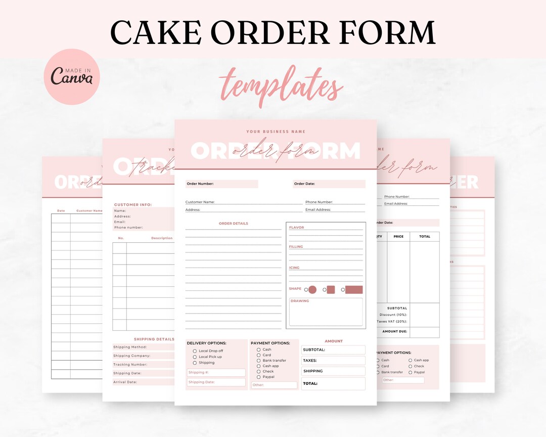 Cake Order Form Editable, Bakery Order Form Printable, Small Business ...