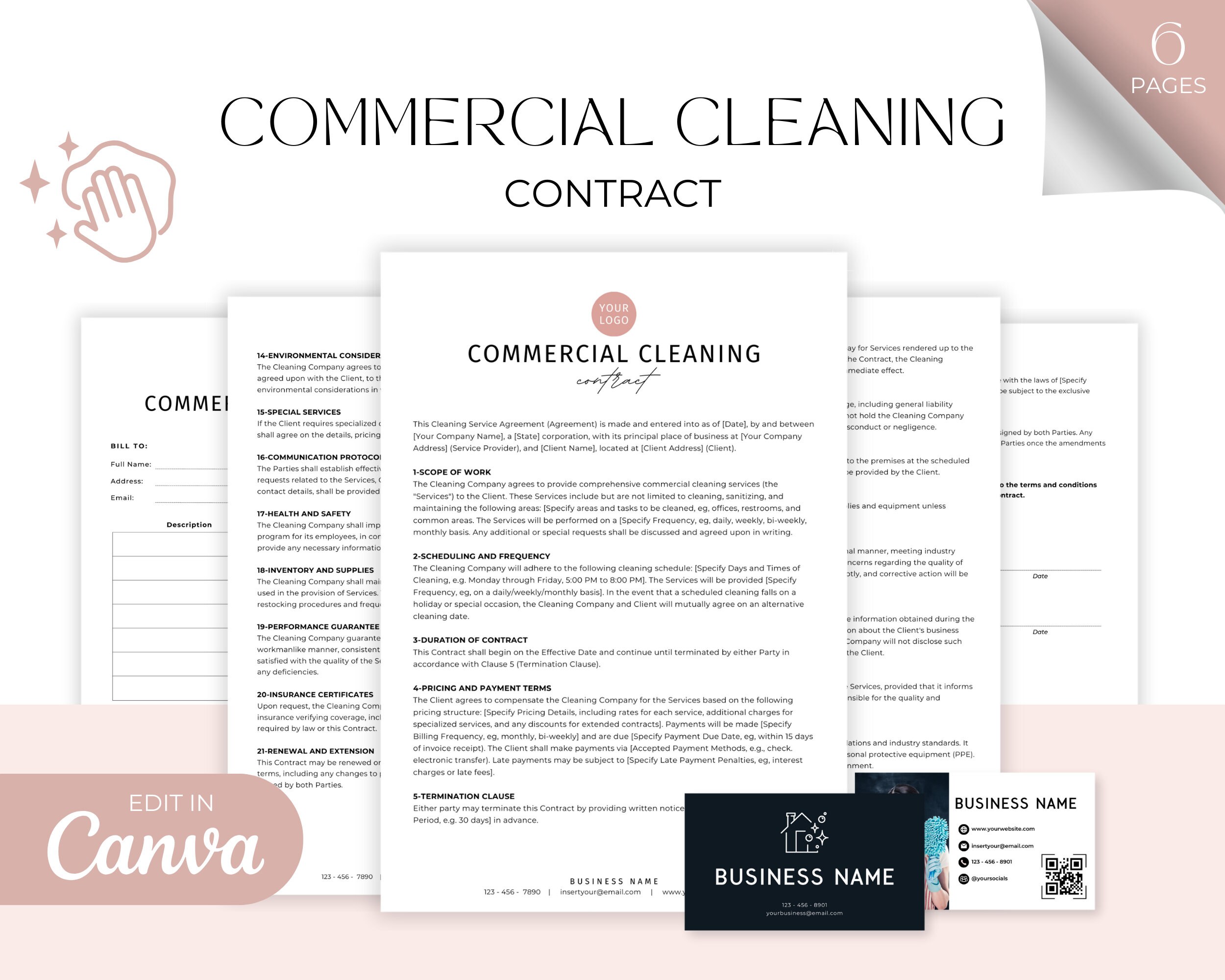 Commercial Cleaning Contract, Cleaning Company Services Agreement ...