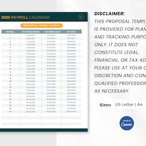 2025 Payroll Calendar, Employee Payroll, Company Calendar, Printable ...