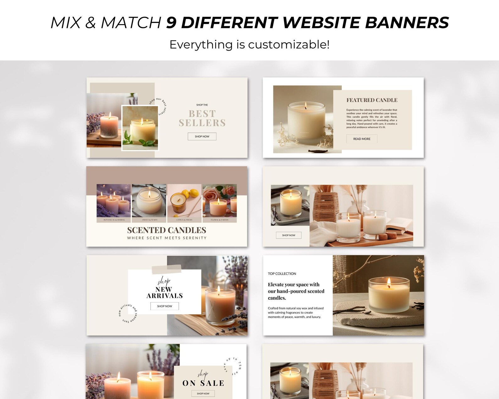 Candle Shopify Website Banner Template, Candle Business Banner Design ...