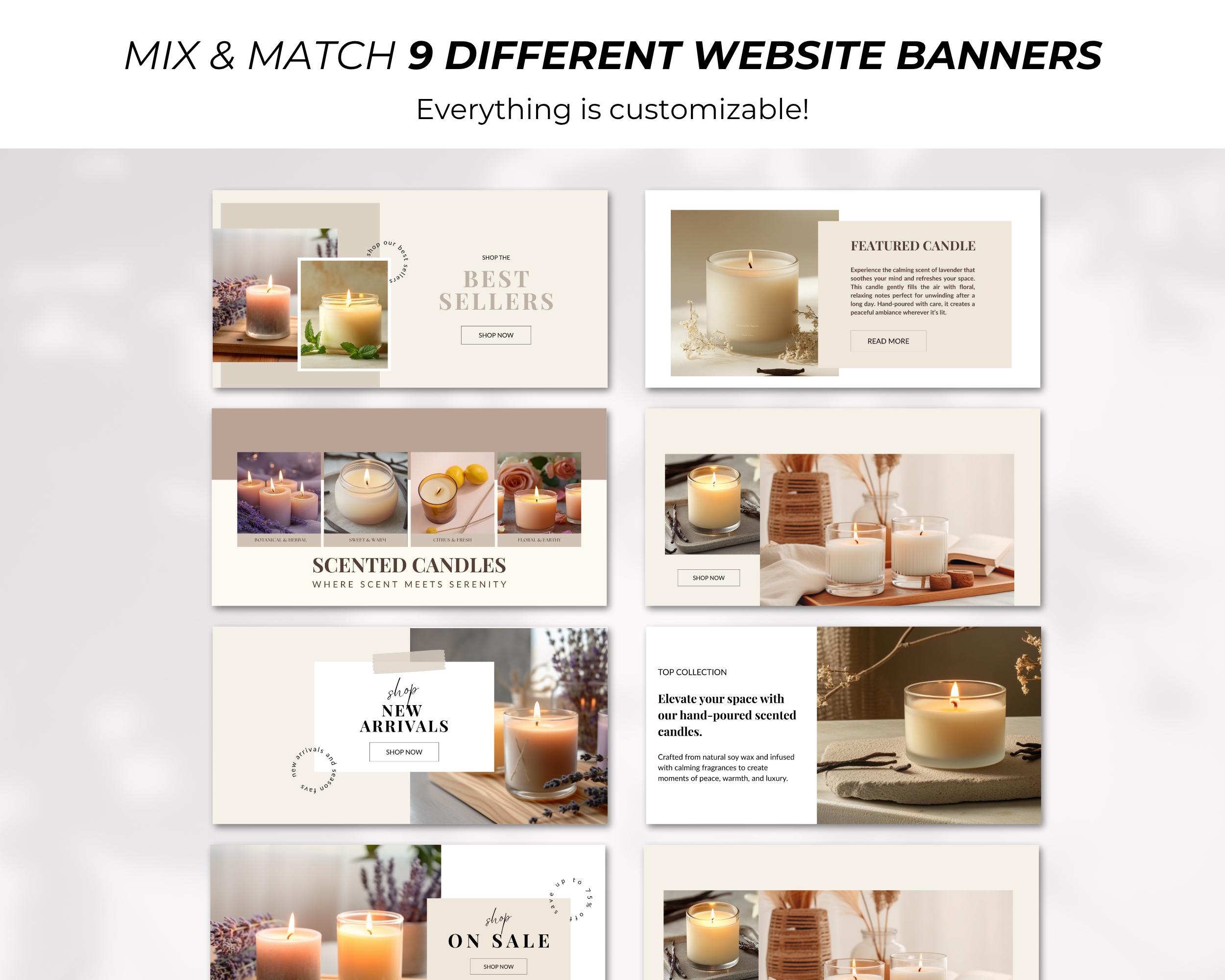 Candle Shopify Website Banner Template, Candle Business Banner Design ...