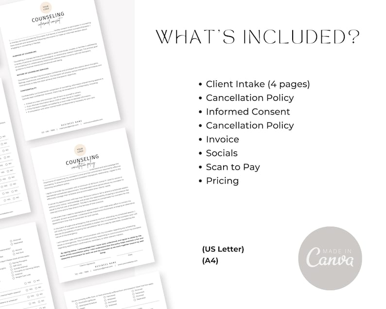 Counseling Forms Bundle, Mental Health Client Intake, Informed Consent ...