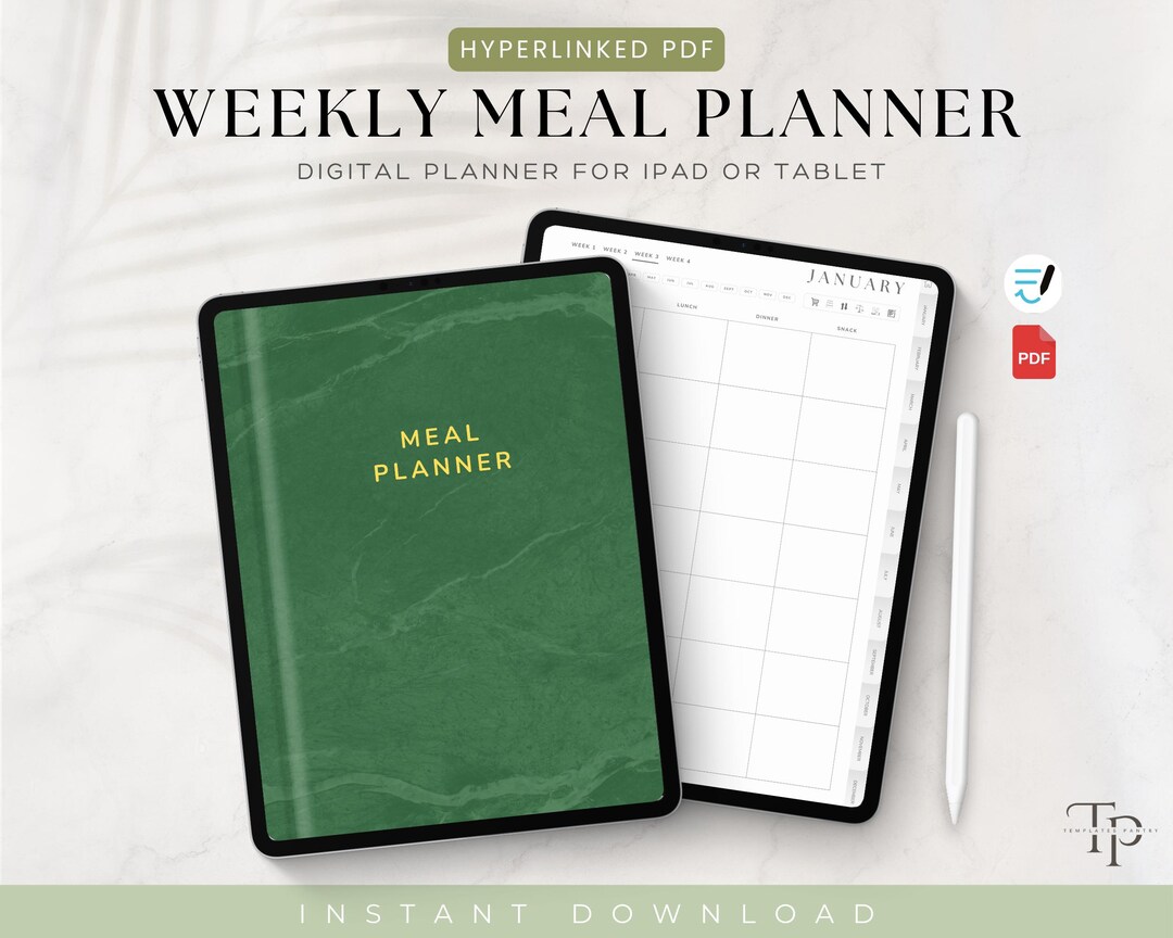 Digital Weekly Meal Planner Template, Weekly Meal Planner, Digital Meal ...