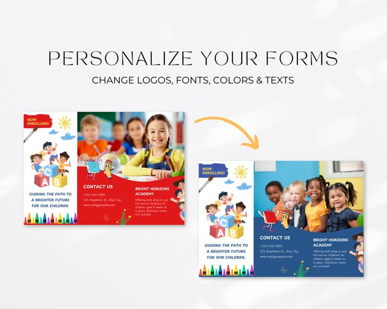 Daycare Center Trifold Brochure Template, Nursery Leaflet, Trifold ...