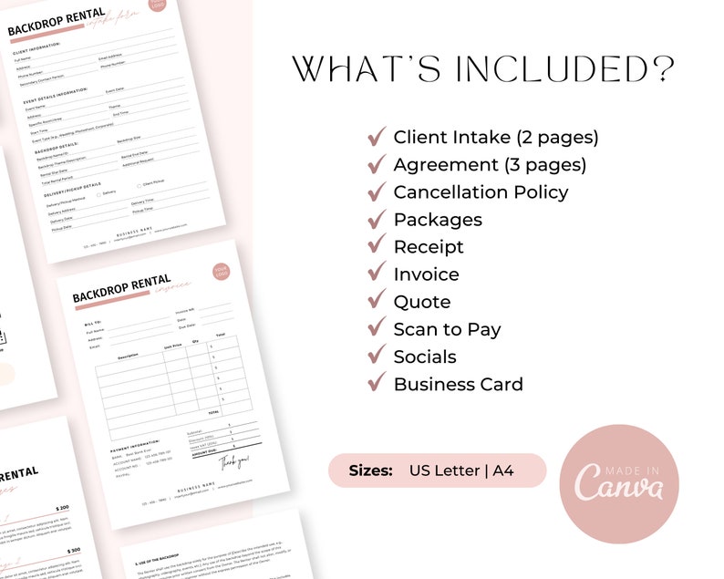 Editable Backdrop Rental Agreement, Party Equipment Rental Contract ...