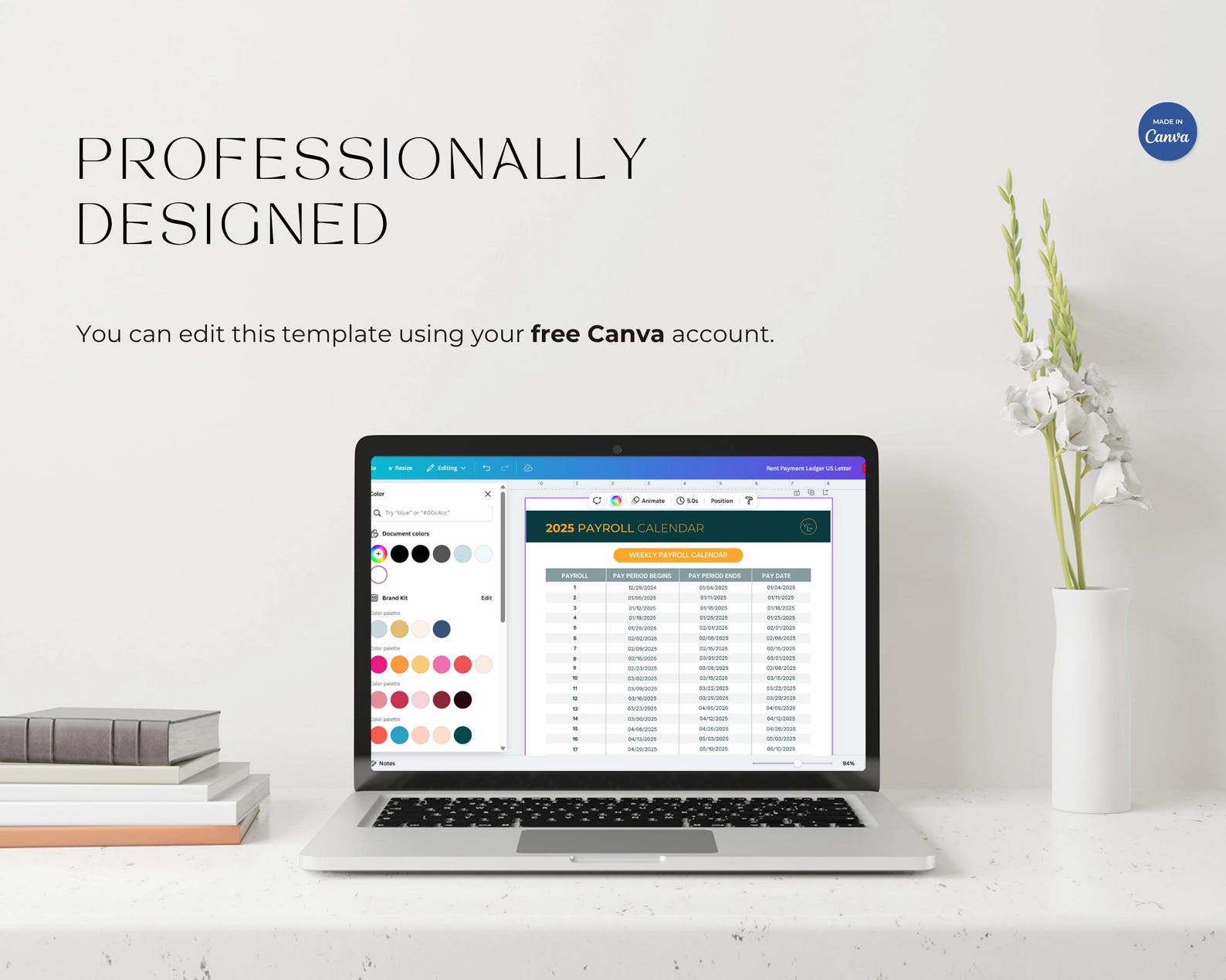 2025 Payroll Calendar, Employee Payroll, Company Calendar, Printable ...