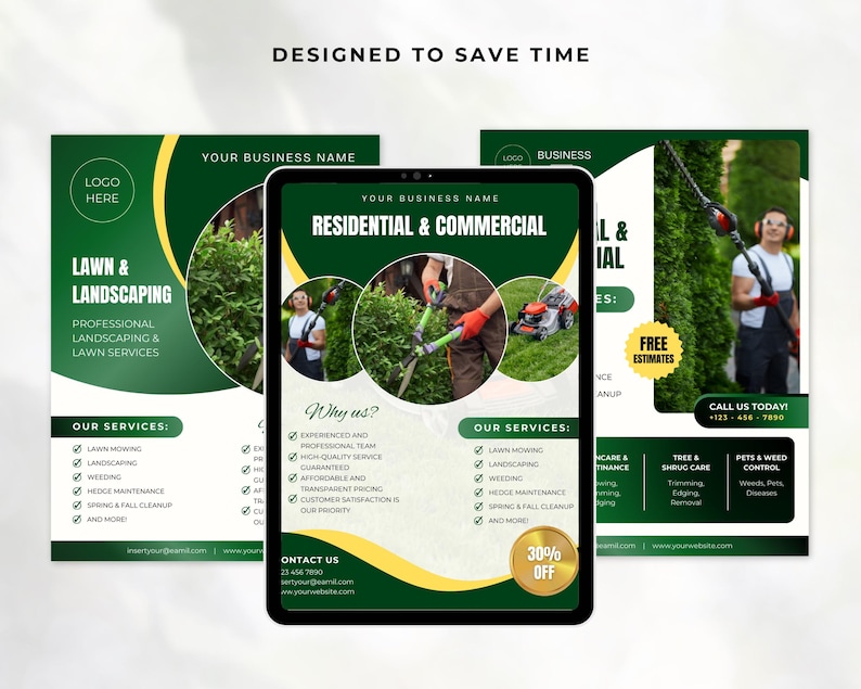 Lawn Care & Landscaping Flyers, Services Flyers, Tear-off Flyers ...