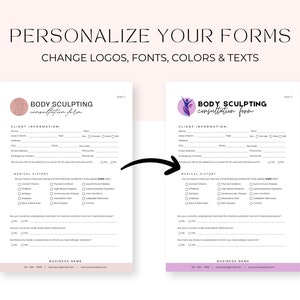 Body Sculpting Forms, Body Shaping Forms, Med Spa Intake Forms, Body ...