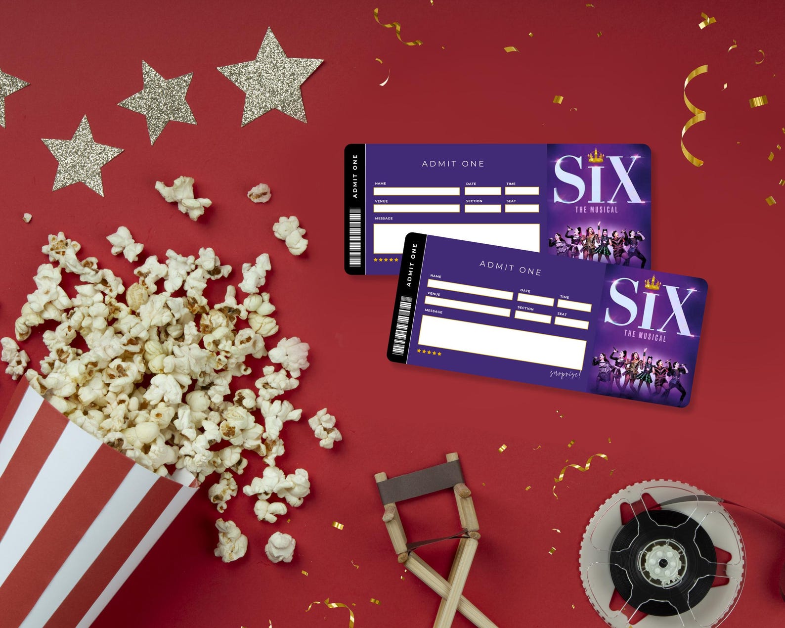 Printable SIX the Musical Broadway Ticket Template, Editable Theatre ...