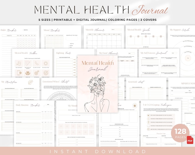 Mental Health Journal Digital, Therapy, Workbook, Printable, Goodnotes ...
