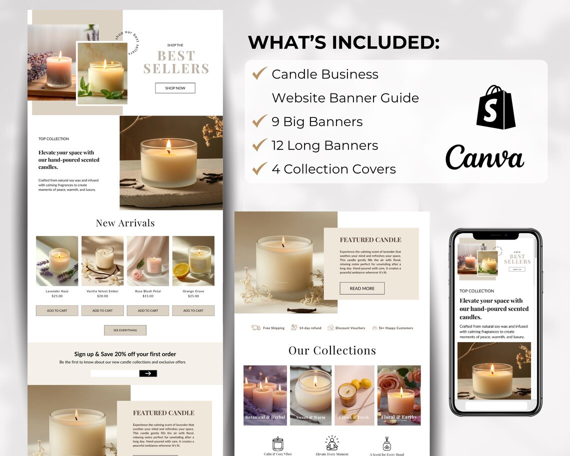 Candle Shopify Website Banner Template, Candle Business Banner Design ...