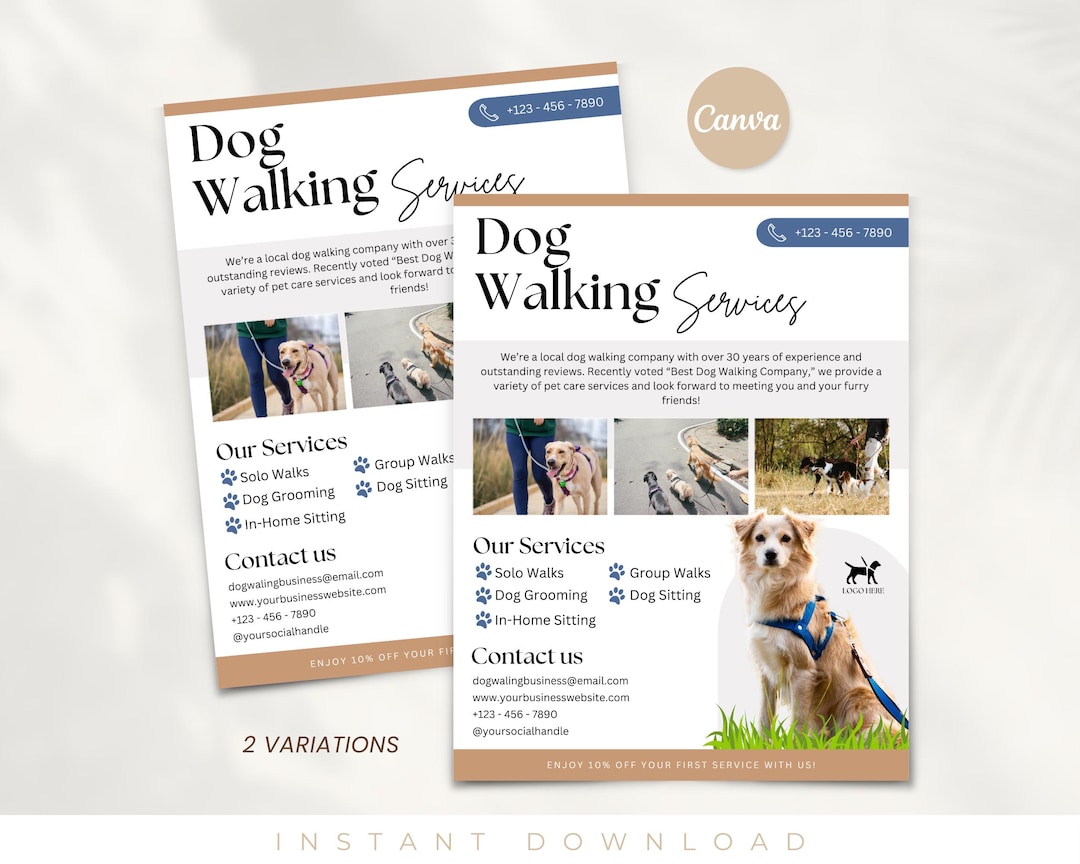 Dog Walking Flyer Poster, Pet Sitting Flyer, Dog Walking Services ...