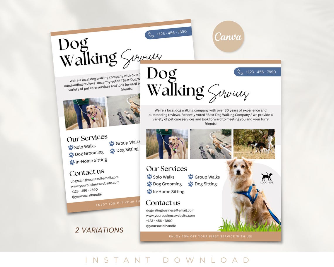 Dog Walking Flyer Poster, Pet Sitting Flyer, Dog Walking Services ...
