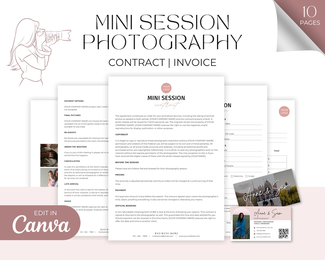 Editable Mini Session Photography Contract Template. Mini Session ...