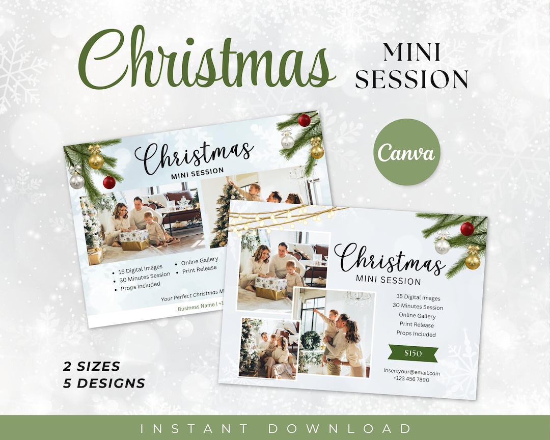 Christmas Mini Session Marketing Card Template, for Photographers ...