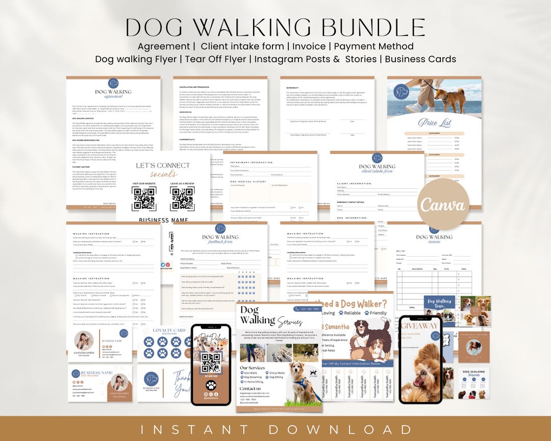Dog Walking Service Ultimate Bundle Template, Dog Walking Pet Sitting ...