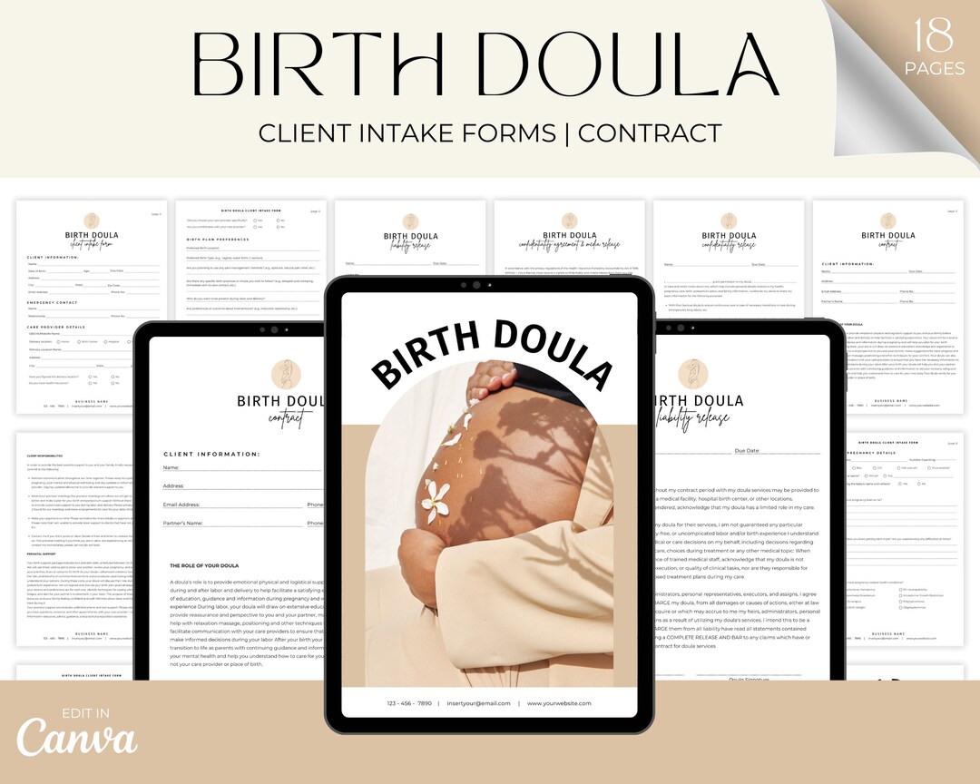 Doula Intake Forms Bundle for New Clients, New Client Intake Forms ...