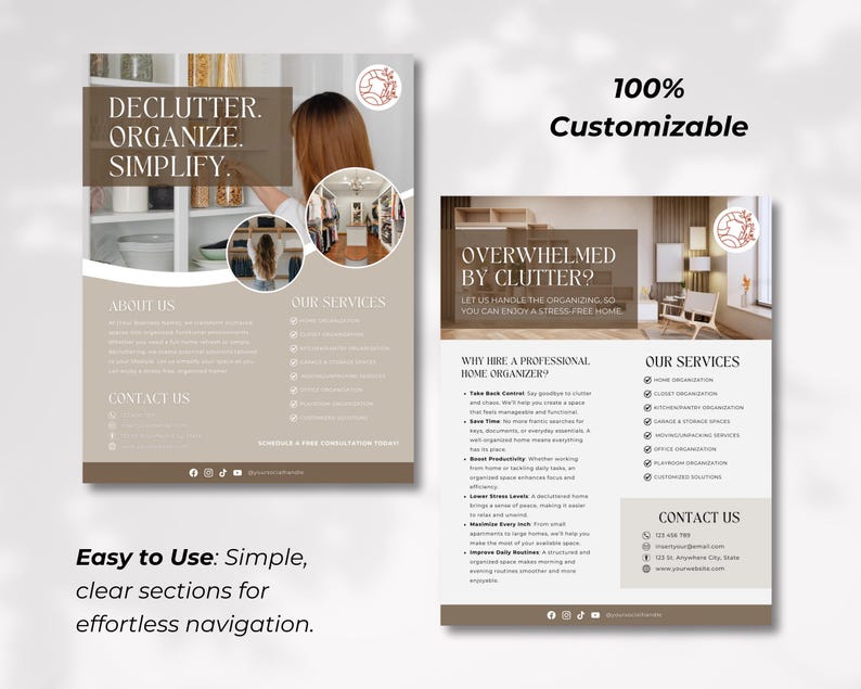 Professional Organizer Flyer Template, Organizing Template ...