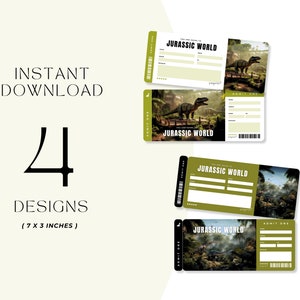 Digital JURASSIC WORLD Surprise Universal Studios Trip Tickets Editable Vacation Ticket, Trip ...