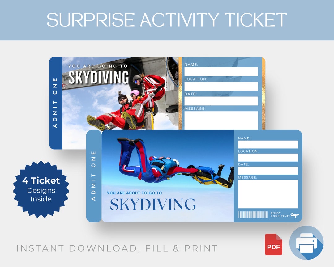 Digital SKYDIVING Surprise Gift Ticket, Skydiving Surprise Reveal ...