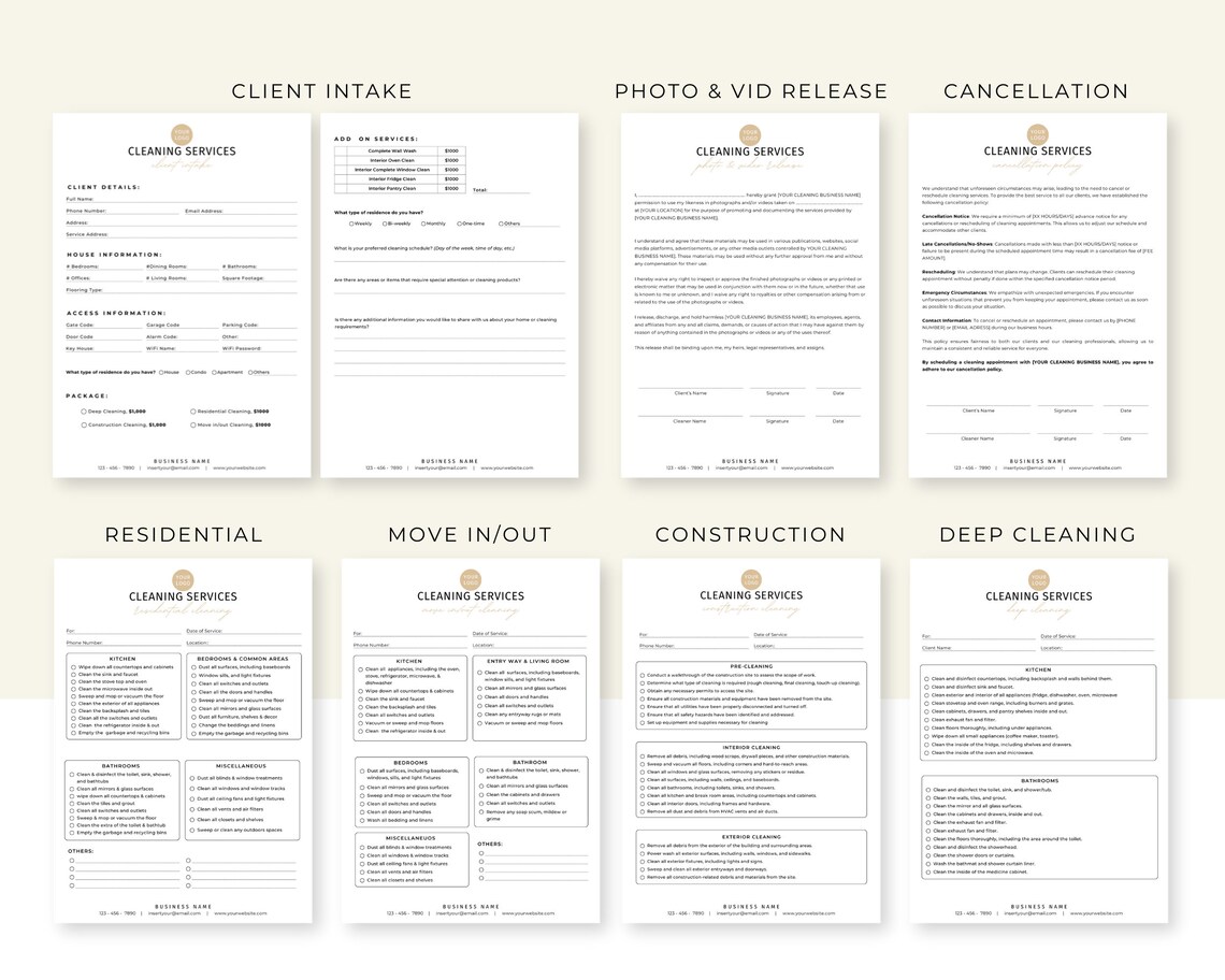 Cleaning Business Forms Bundle, Editable Cleaning Contract, Cleaning ...