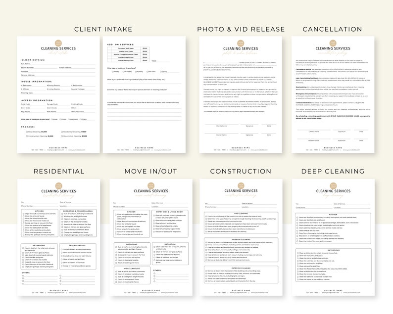 Cleaning Business Forms Bundle, Editable Cleaning Contract, Cleaning ...