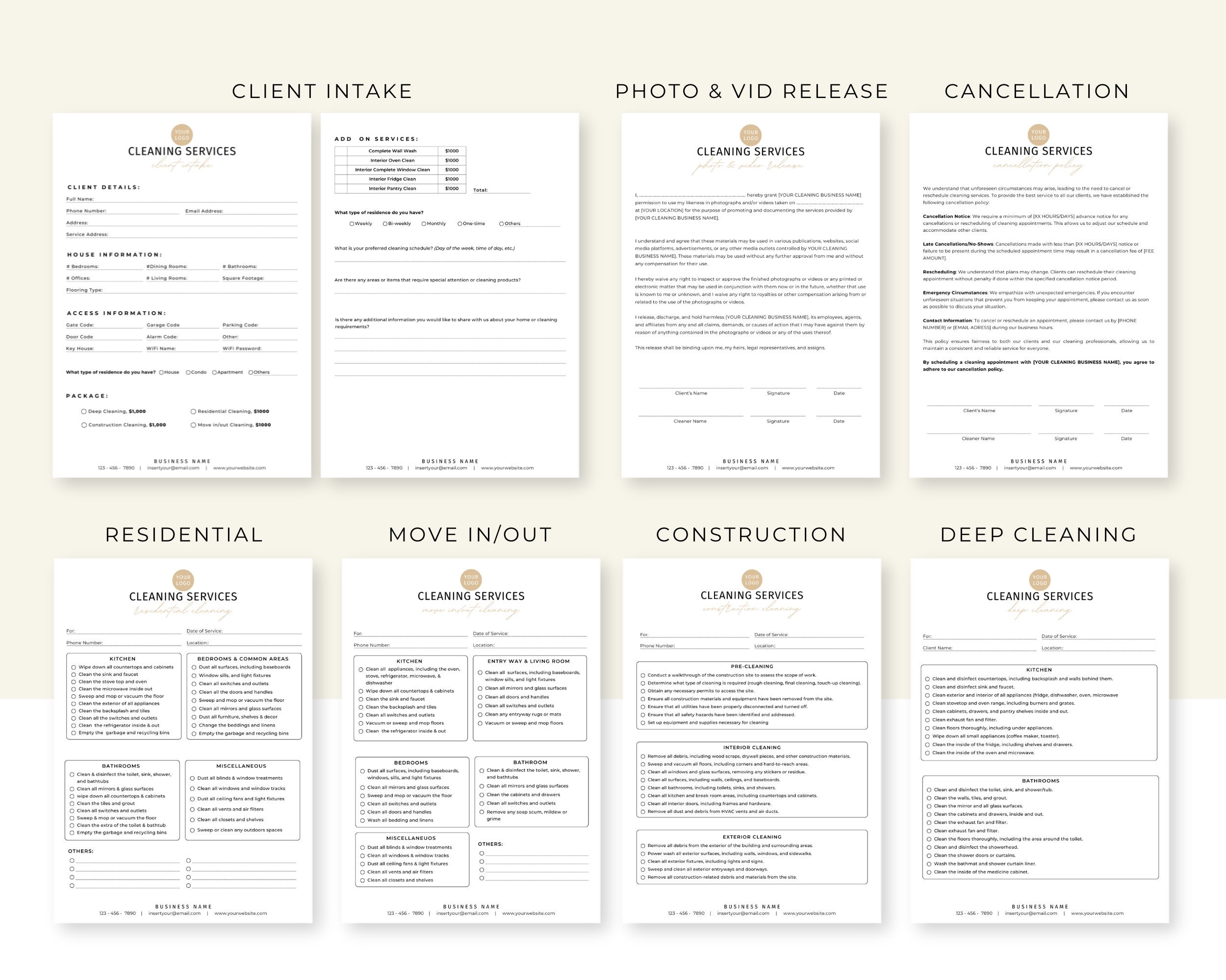 Cleaning Business Forms Bundle, Editable Cleaning Contract, Cleaning ...