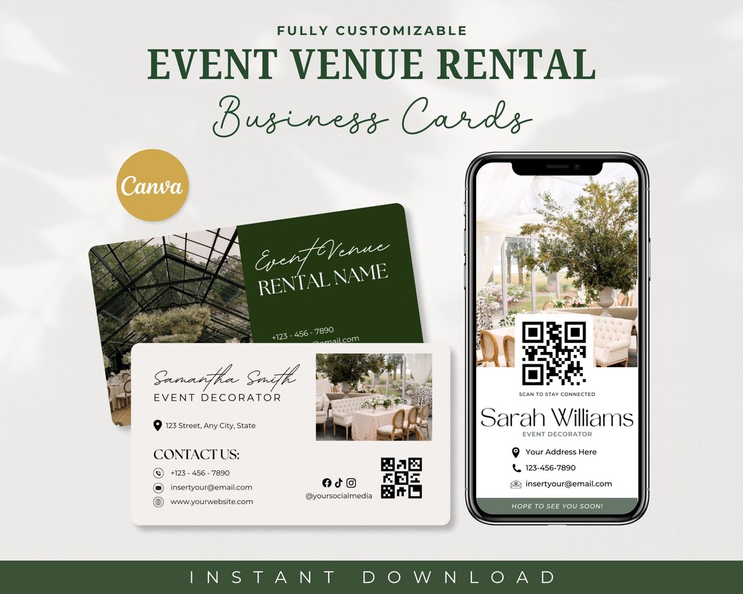 Event Coordinator Business Card Template, Event Venue Rental Business ...