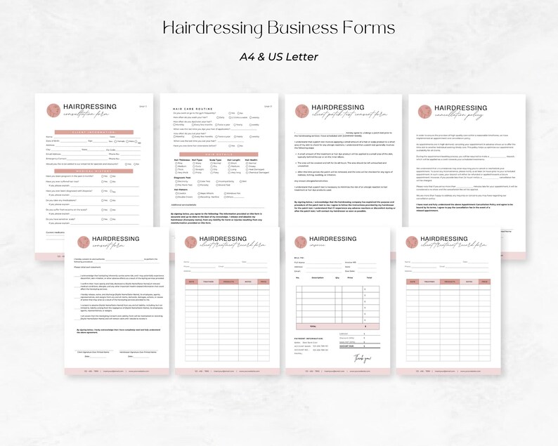 Hair Stylist Template Bundle, Hair Consultation and Consent Form, Hair ...