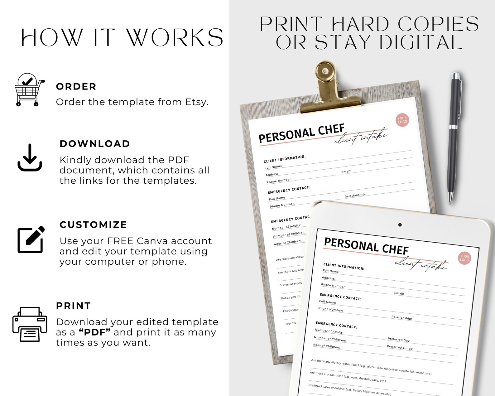 Editable Personal Chef Contract Template, Private Chef Contract ...