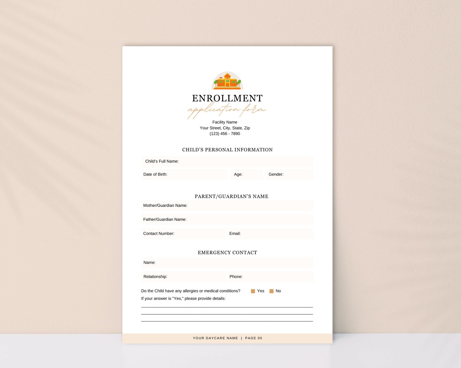 Daycare Enrolment Form, Childcare Enrolment Application Form, Daycare ...