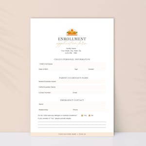 Daycare Enrolment Form, Childcare Enrolment Application Form, Daycare ...