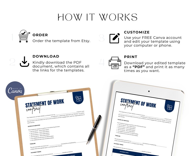 Editable Statement of Work Template, Scope of Work, Freelancer SOW ...