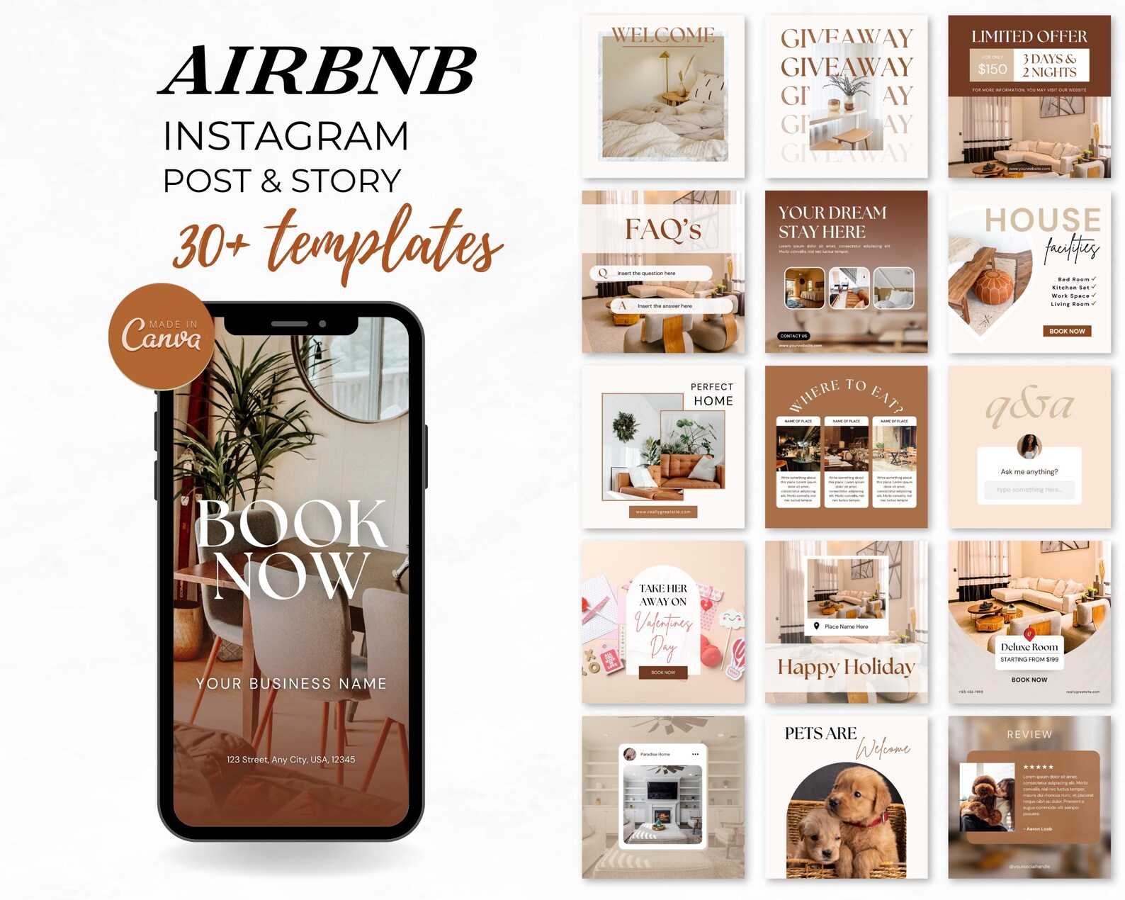 Airbnb Templates, Airbnb Instagram, Vacation Rental, VRBO Instagram ...