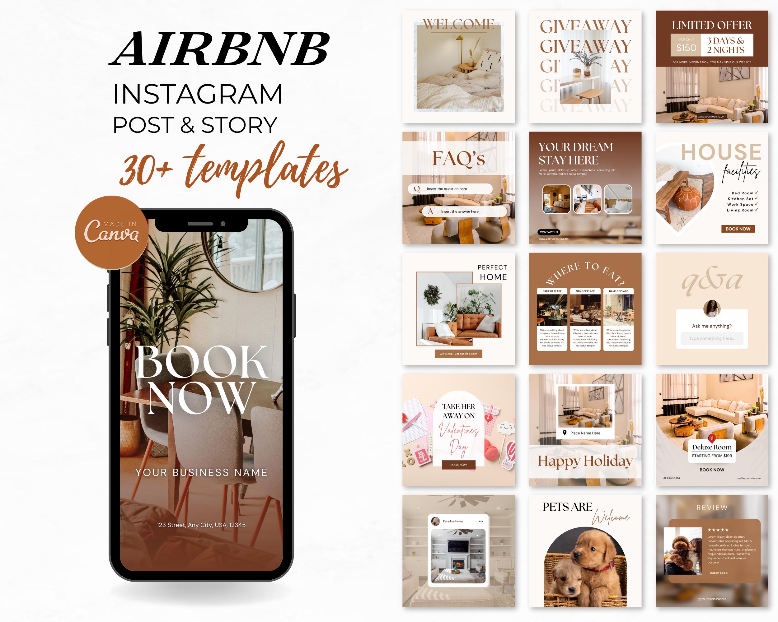 Airbnb Templates, Airbnb Instagram, Vacation Rental, VRBO Instagram ...