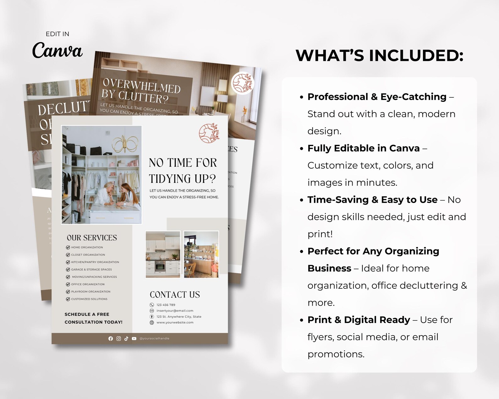 Professional Organizer Flyer Template, Organizing Template ...