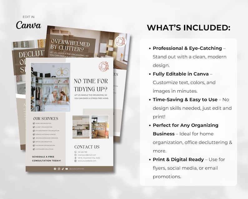 Professional Organizer Flyer Template, Organizing Template ...