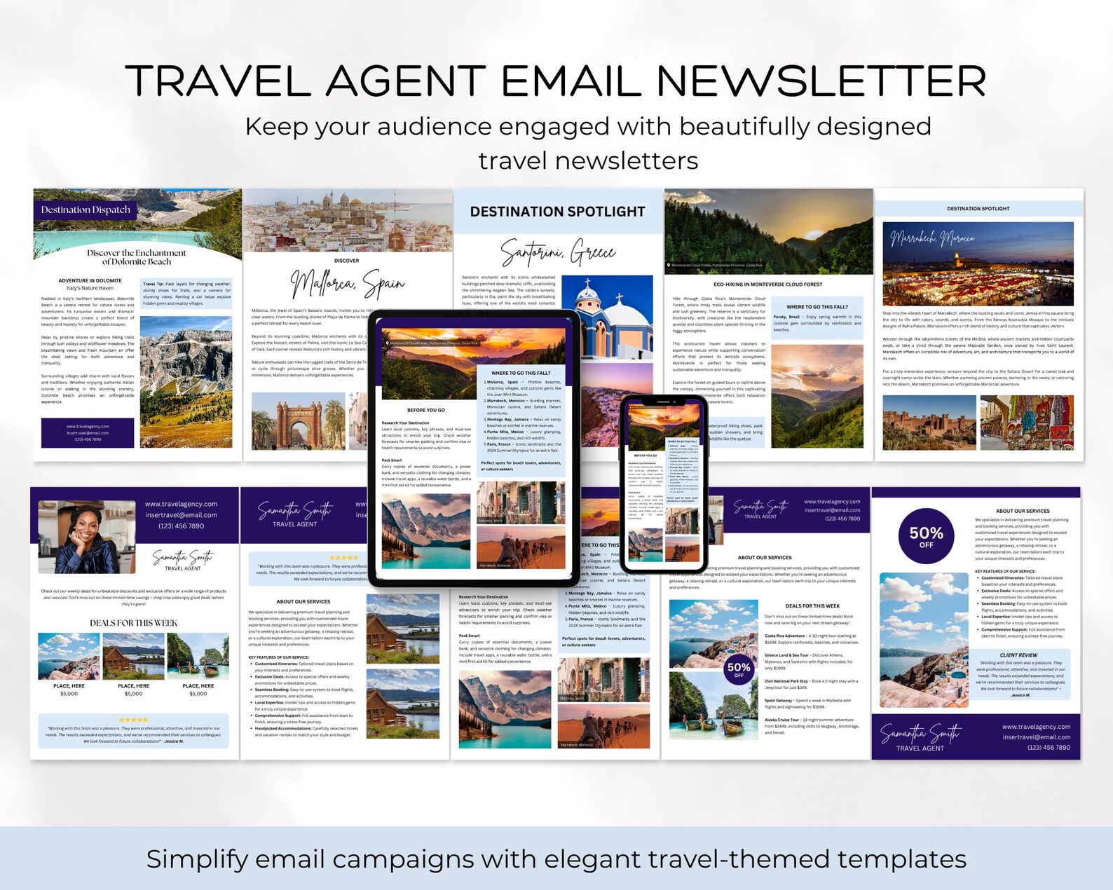 Travel Email Newsletter Template, Email Template Pack, Email Marketing ...