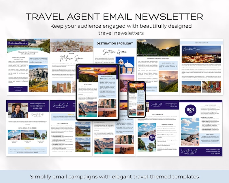 Travel Email Newsletter Template, Email Template Pack, Email Marketing ...