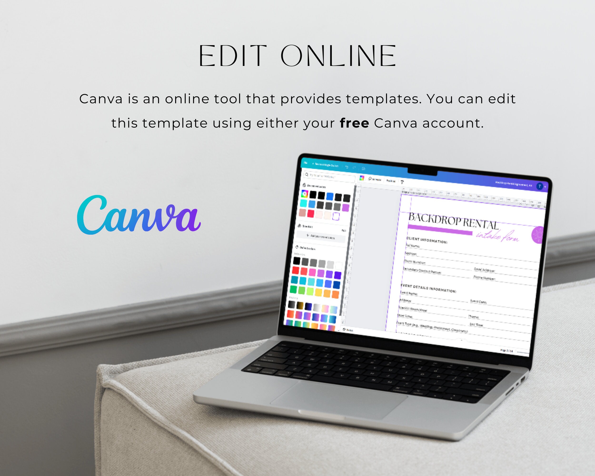 Editable Backdrop Rental Agreement, Party Equipment Rental Contract ...