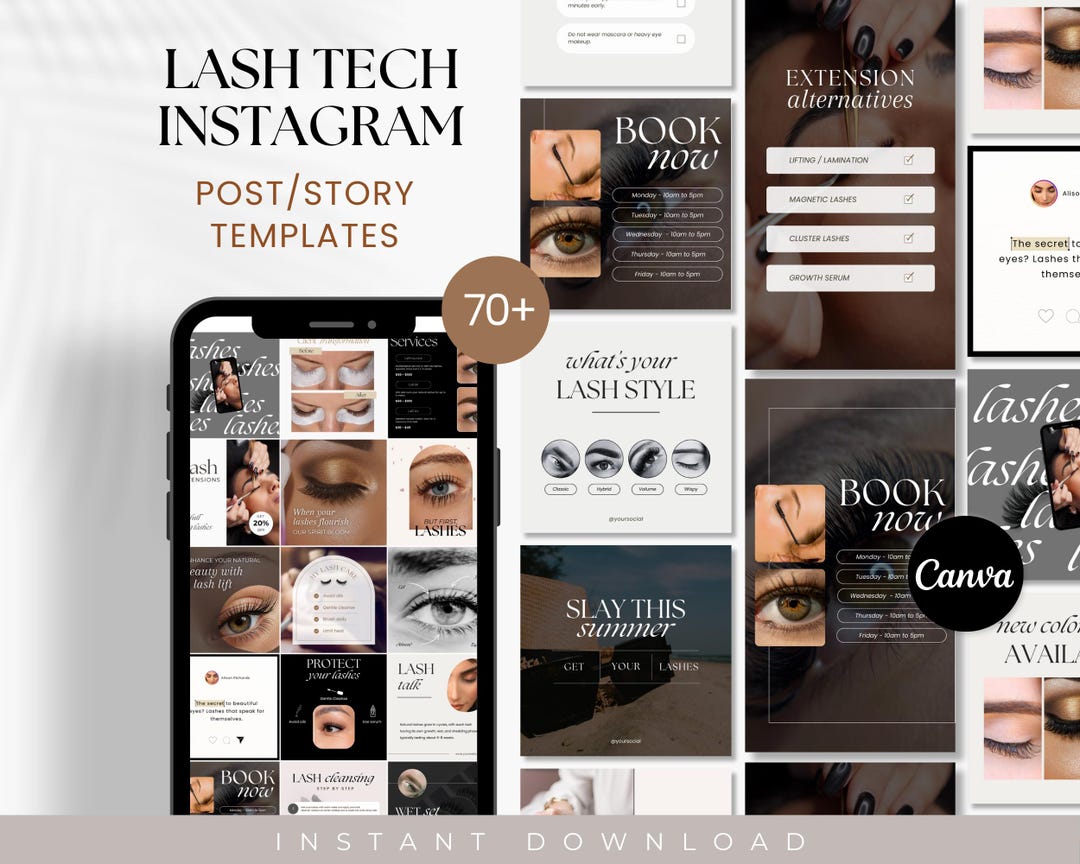 Lash Tech Instagram Post & Story Highlights Template, Lash Tech ...