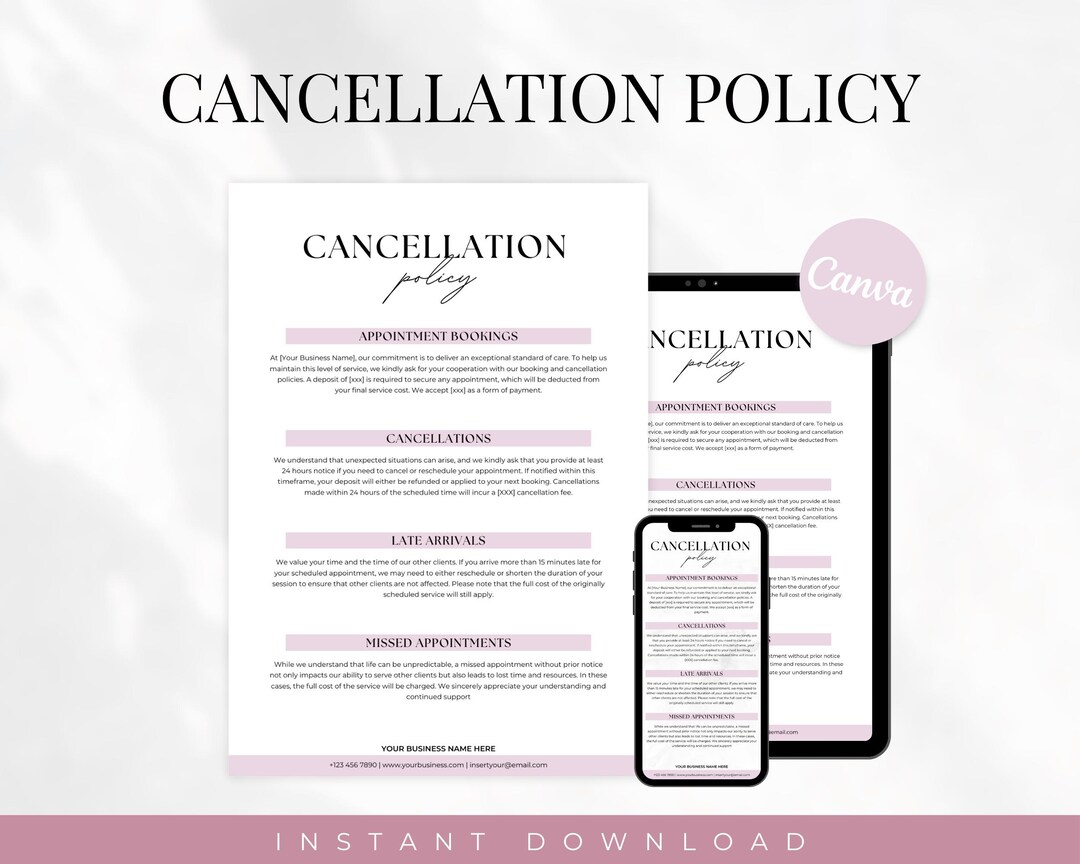 Cancellation Policy Template, Terms and Conditions Template ...