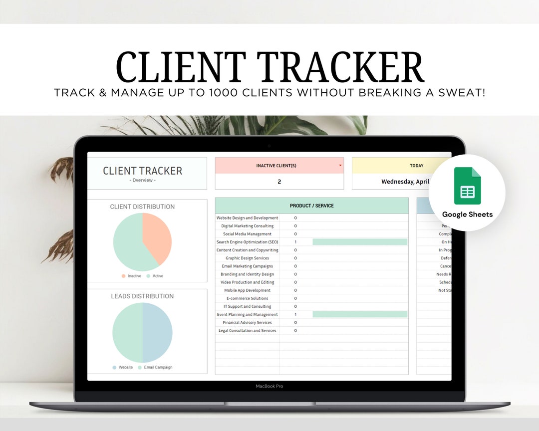 Client Tracker Spreadsheet, Client Management Google Sheets, Small ...