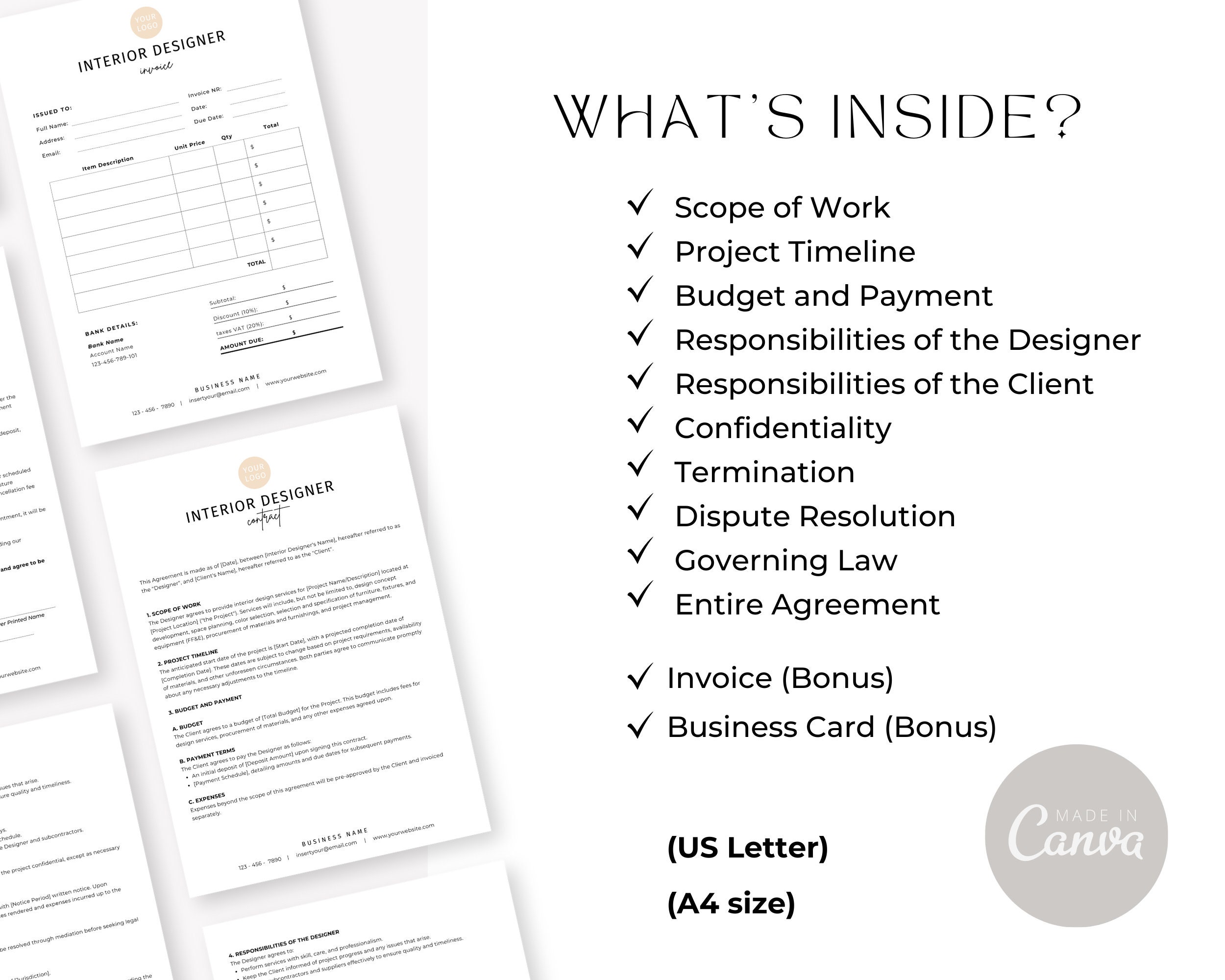 Interior Designer Client Contract, Interior Design Services Agreement ...
