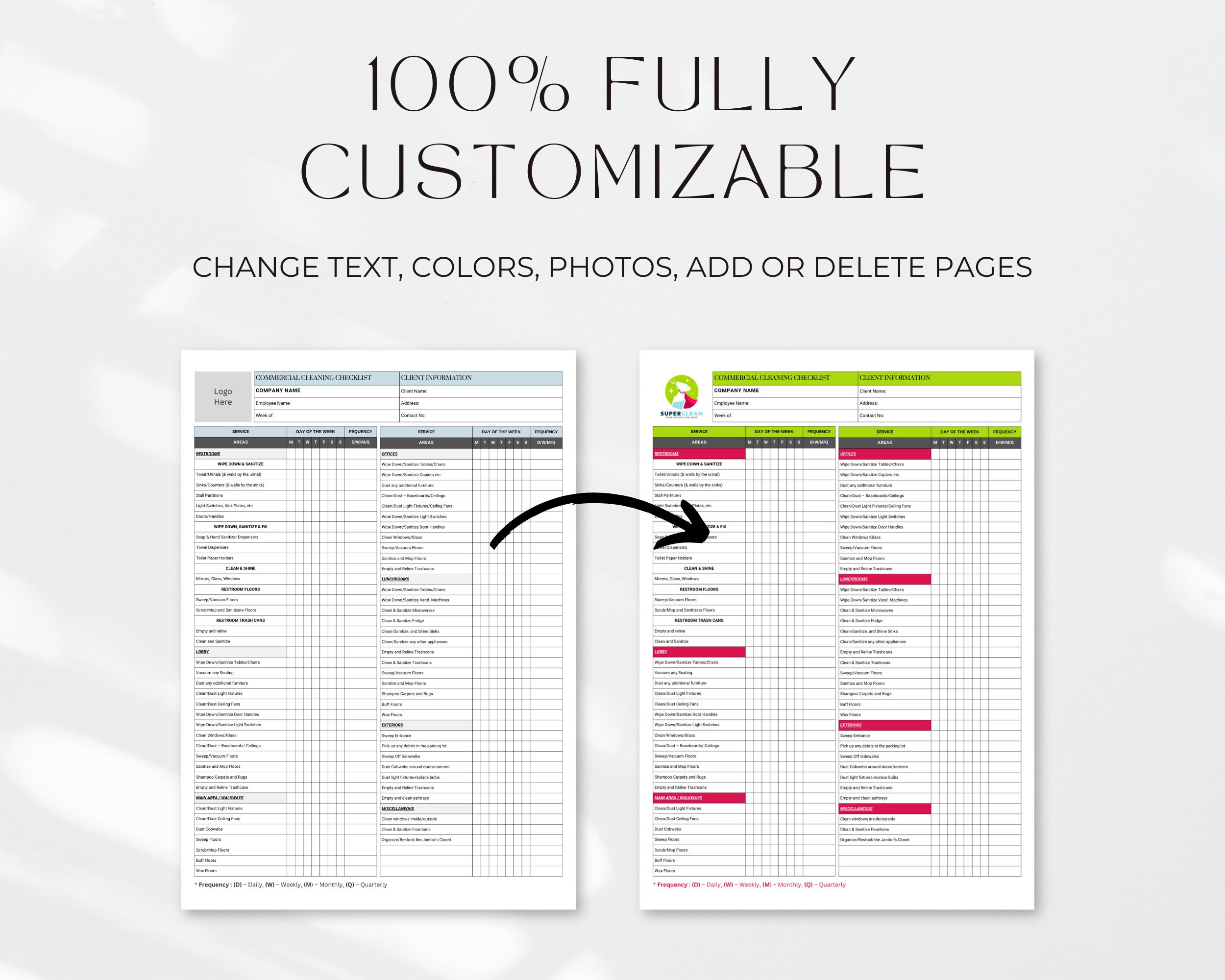 Checklist for Cleaning Service, Janitorial Cleaning Checklist ...