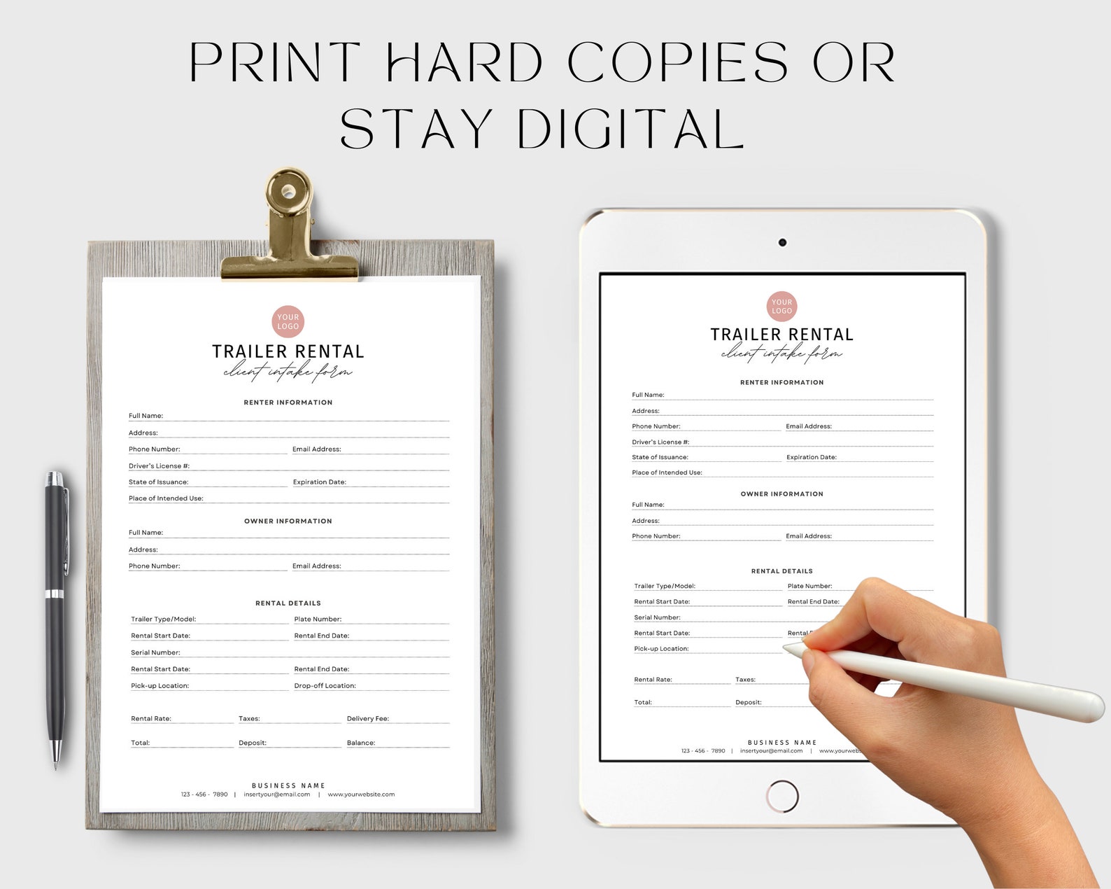 Editable Trailer Rental Agreement Template, Trailer Rental Contract ...